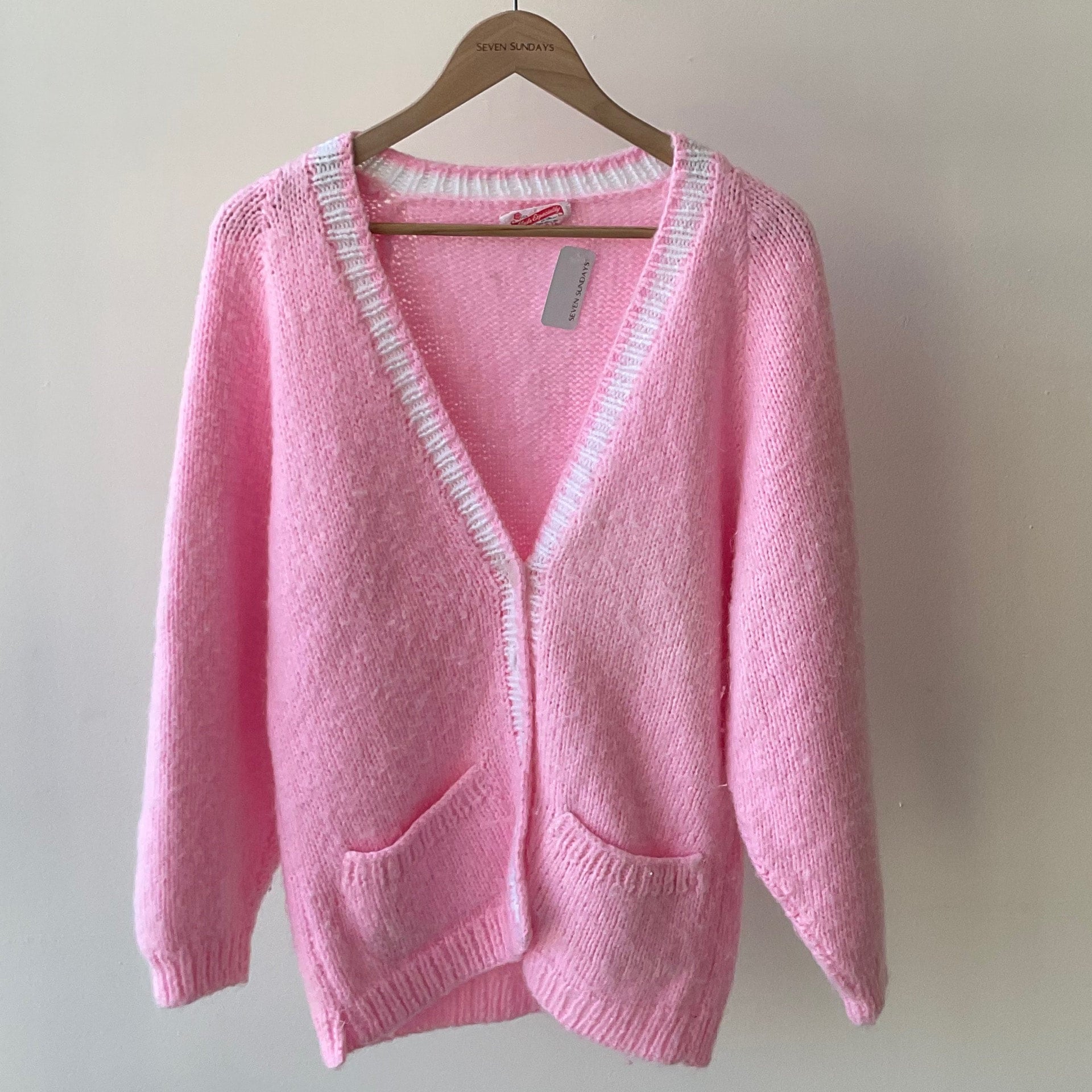 Hand Knit Baby Pink Cardigan | Seven Sundays